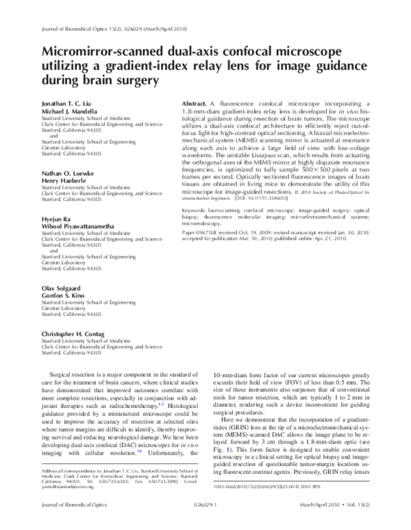 (PDF) Micromirror-scanned dual-axis confocal microscope utilizing a ...