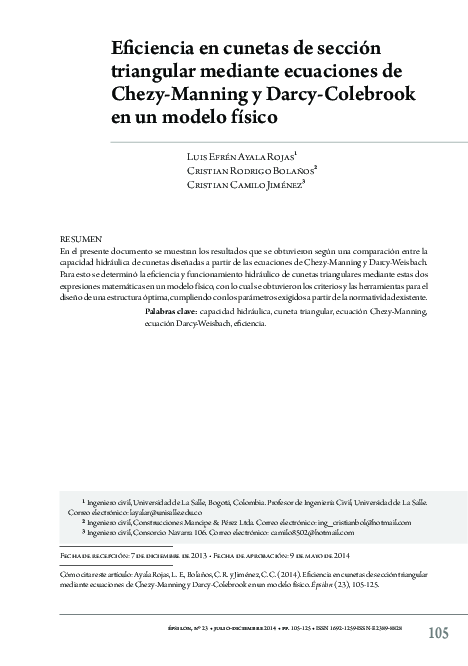(PDF) Eficiencia en cunetas de sección triangular mediante ecuaciones ...