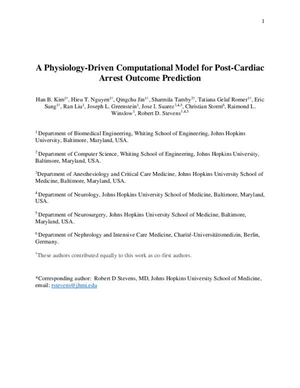 (PDF) A Physiology-Driven Computational Model for Post-Cardiac Arrest Outcome Prediction ...