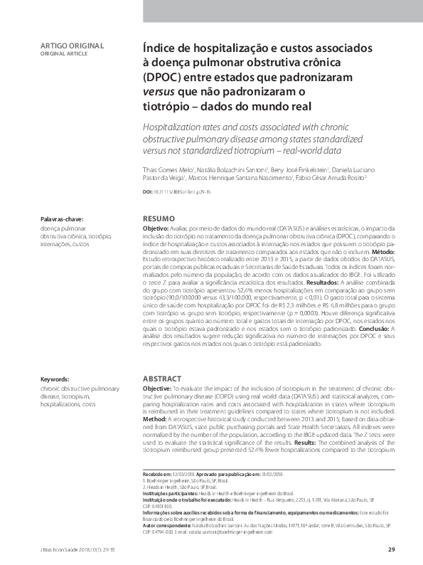 (PDF) Índice de hospitalização e custos associados à doença pulmonar ...