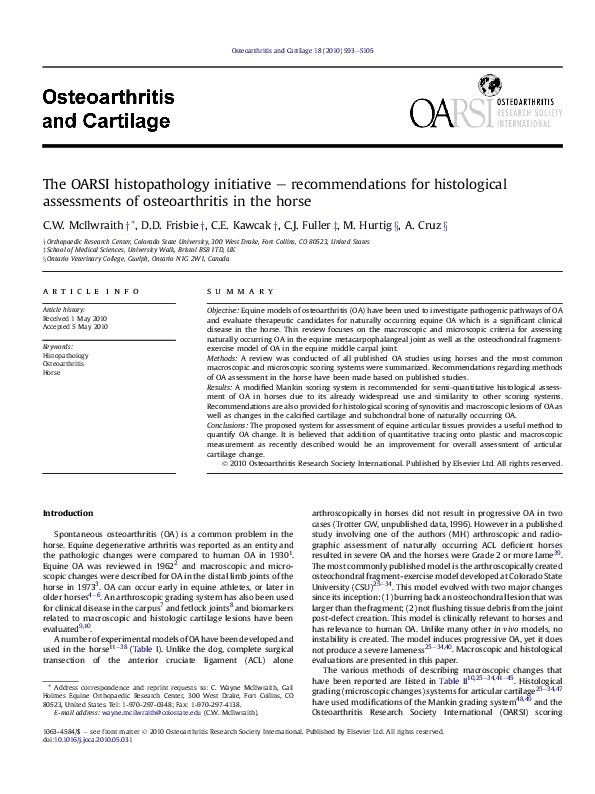 (PDF) The OARSI histopathology initiative – recommendations for ...