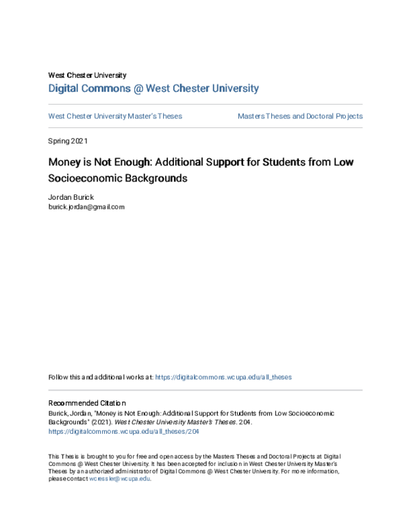 (PDF) Money is Not Enough: Additional Support for Students from Low ...