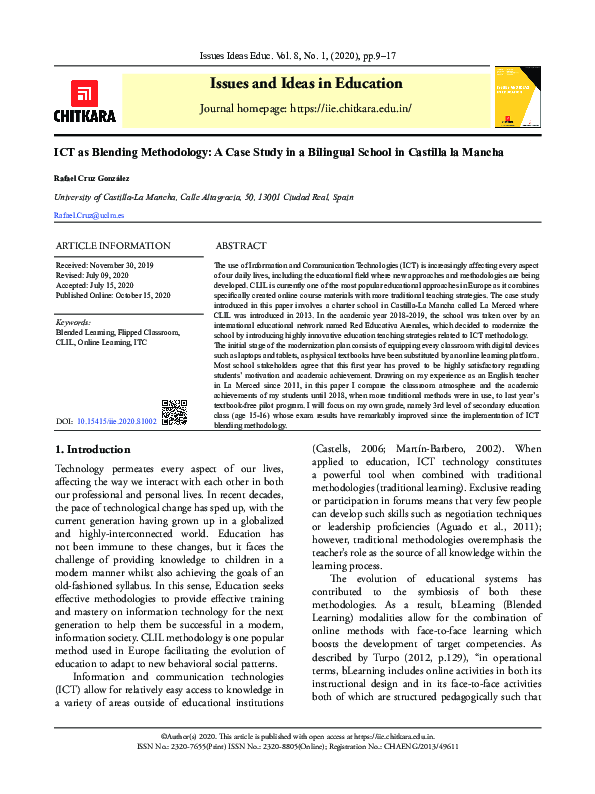 (PDF) ICT as Blending Methodology: A Case Study in a Bilingual School ...