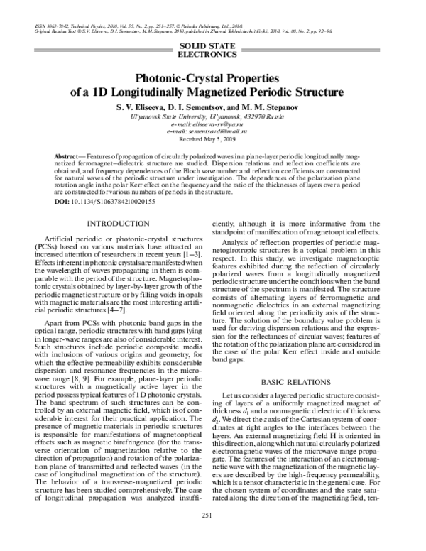 (PDF) Photonic-crystal properties of a 1D longitudinally magnetized ...