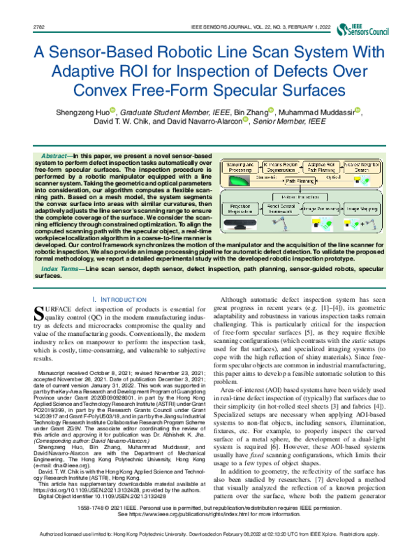 A Sensor-Based Robotic Line Scan System With Adaptive ROI for Inspection of Defects Over Convex ...