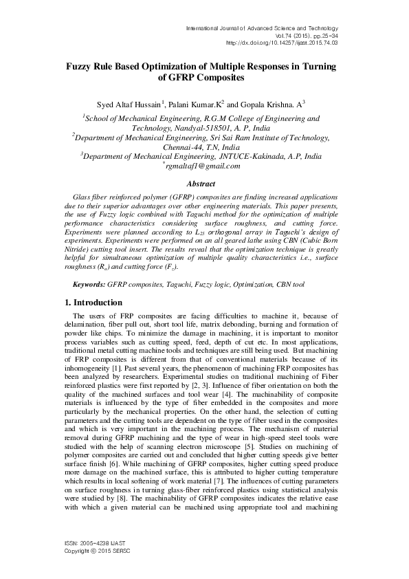 Pdf Fuzzy Rule Based Optimization Of Multiple Responses In Turning Of 2428