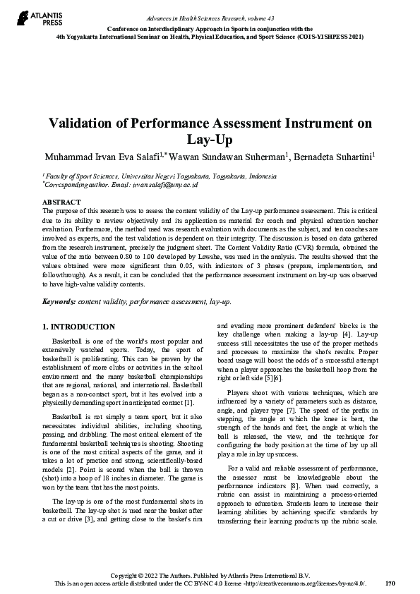 (PDF) Validation of Performance Assessment Instrument on Lay-Up