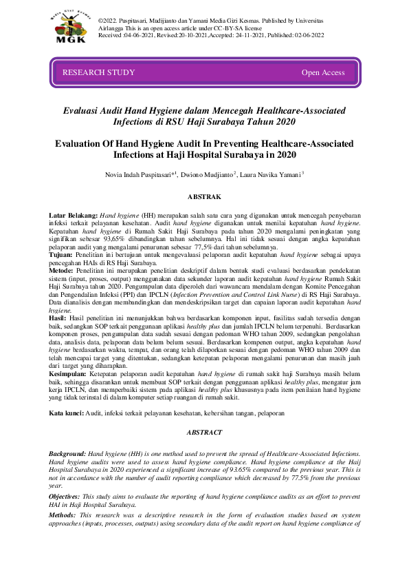 (PDF) Evaluation Of Hand Hygiene Audit In Preventing Healthcare-Associated Infections At Haji ...