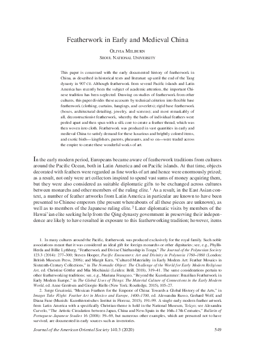 (PDF) Featherwork in Early and Medieval China | Olivia Milburn ...