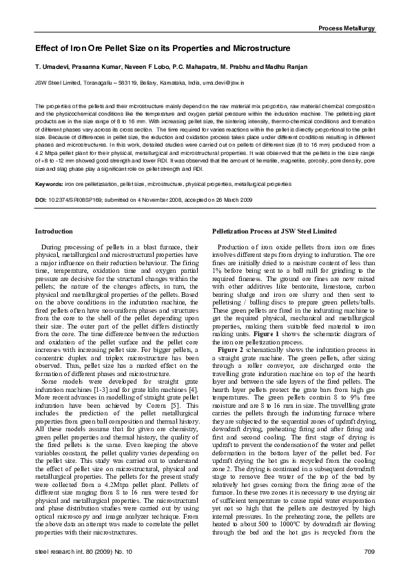 (PDF) Effect of Iron Ore Pellet Size on its Properties and Microstructure