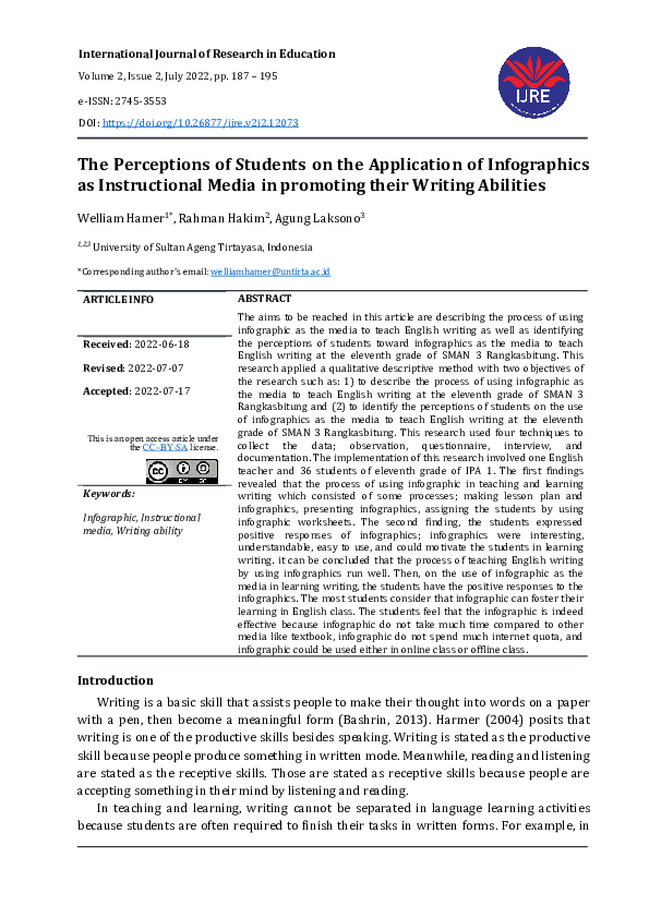 (PDF) The perceptions of students on the application of infographics as ...