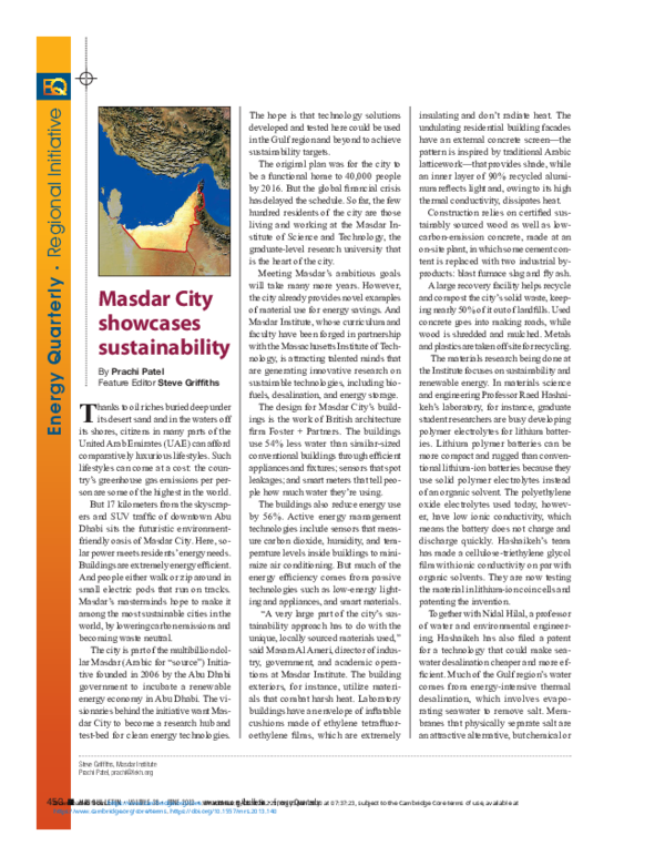 (PDF) Masdar City showcases sustainability