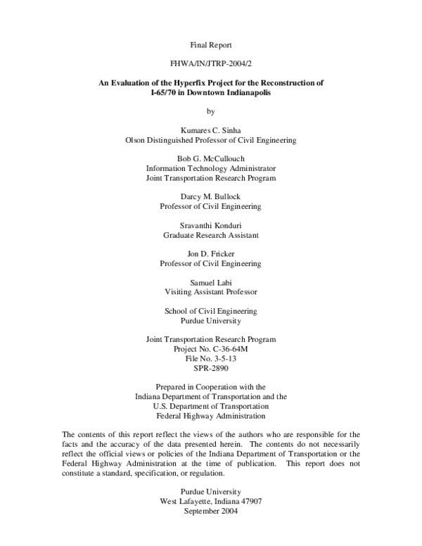 (PDF) Evaluation of INDOT Hyperfix Project