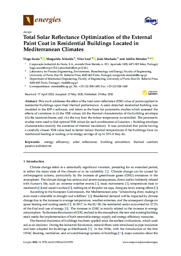 (PDF) Total Solar Reflectance Optimization of the External Paint Coat ...
