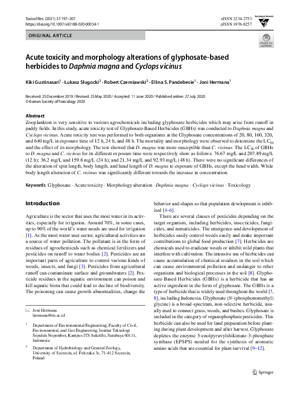 (PDF) Acute toxicity and morphology alterations of glyphosate-based ...