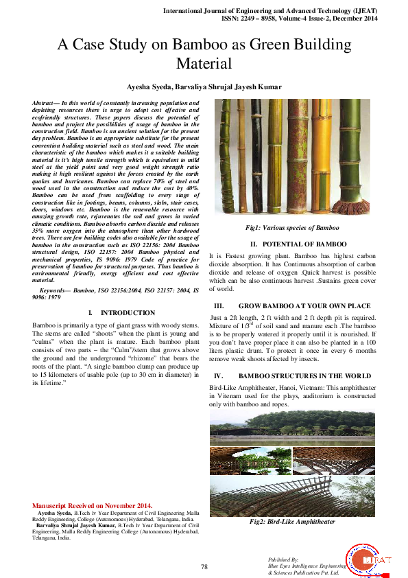 (PDF) A Case Study on Bamboo as Green Building Material | Ayesha Syeda ...