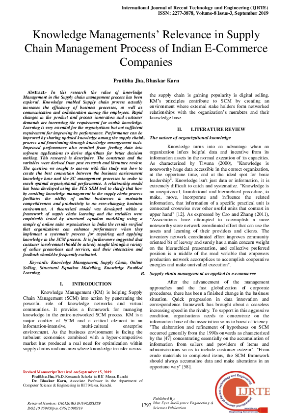(PDF) Knowledge Managements’ Relevance in Supply Chain Management ...