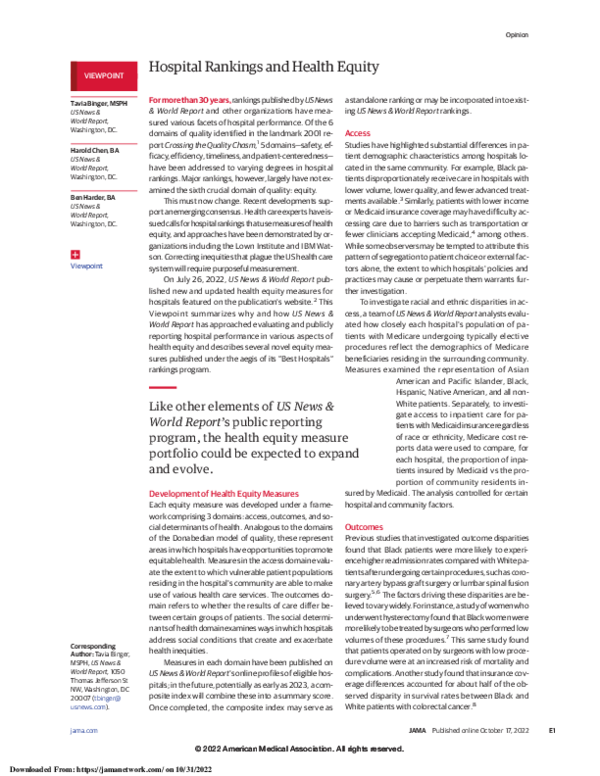(PDF) Hospital Rankings and Health Equity