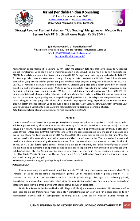 (PDF) Strategi Revolusi Evaluasi Pekerjaan “Job Grading” Menggunakan ...