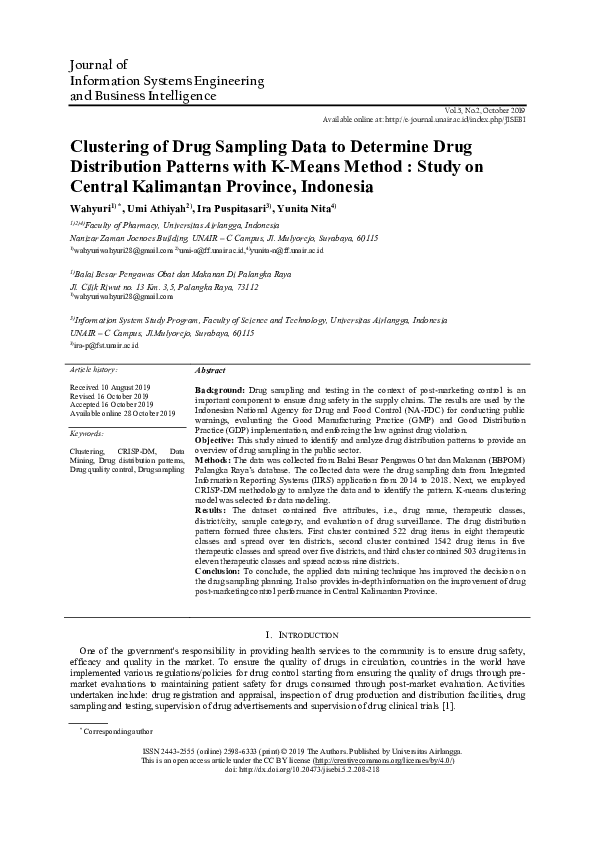 (PDF) Clustering of Drug Sampling Data to Determine Drug Distribution Patterns with K-Means ...