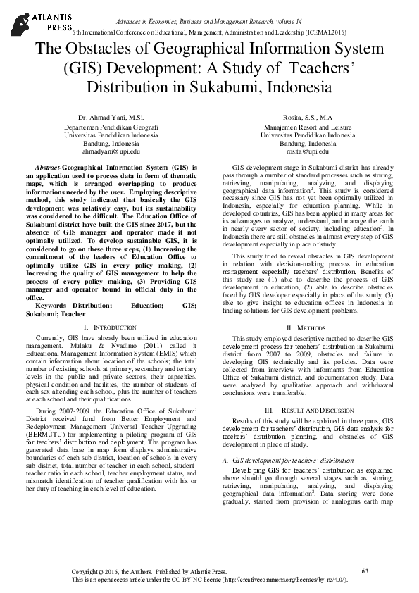 (PDF) The Obstacles of Geographical Information System (GIS) Development: A Study of Teachers ...