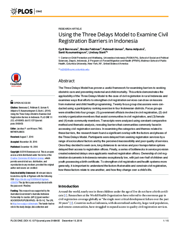 (PDF) Using the Three Delays Model to Examine Civil Registration ...