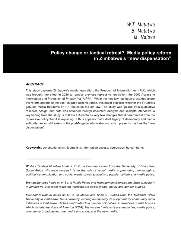 (PDF) Policy change or tactical retreat?