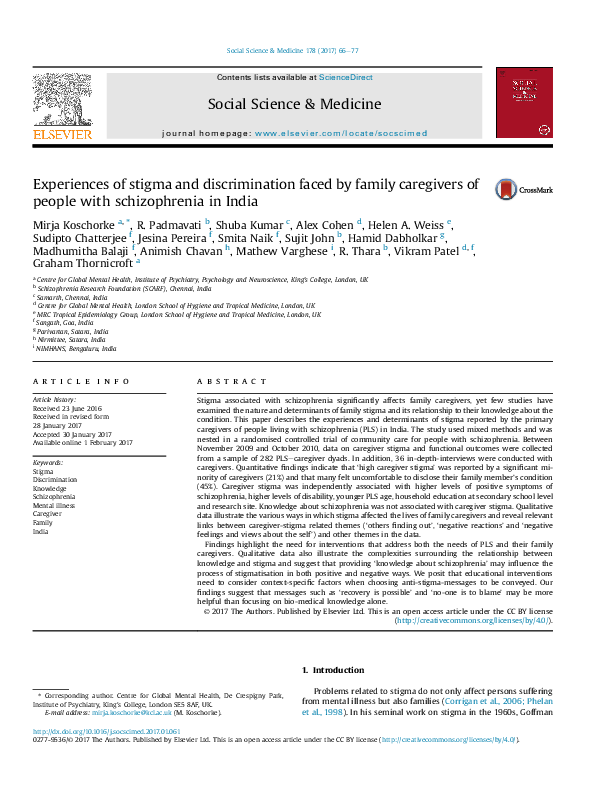 (PDF) Experiences of stigma and discrimination faced by family ...
