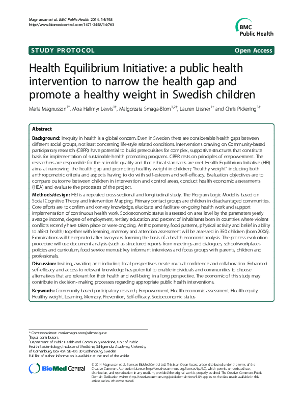 (PDF) Health Equilibrium Initiative: a public health intervention to ...