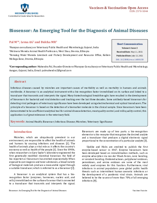 (PDF) Biosensor: An Emerging Tool for the Diagnosis of Animal Diseases