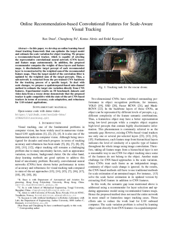 (PDF) Online Recommendation-based Convolutional Features for Scale-Aware Visual Tracking
