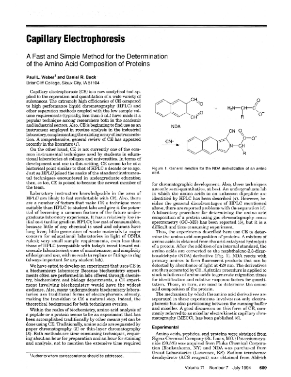 (PDF) Capillary Electrophoresis: A Fast and Simple Method for the ...