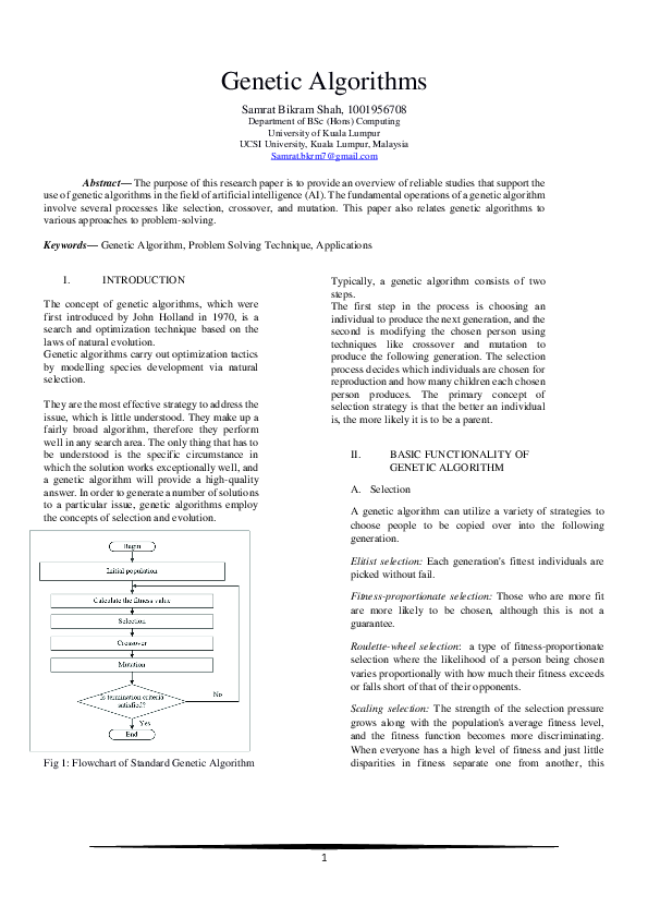 (PDF) Genetic Algorithms