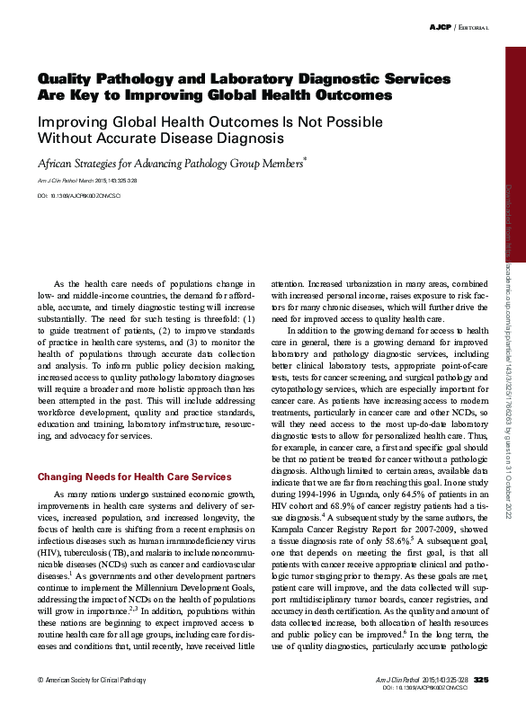 (PDF) Quality pathology and laboratory diagnostic services are key to ...