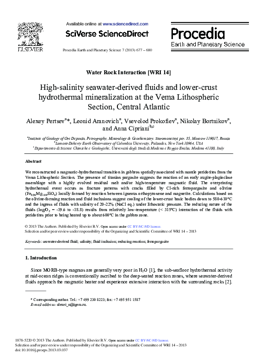 (PDF) High-Salinity Seawater-Derived Fluids and Lower-Crust ...