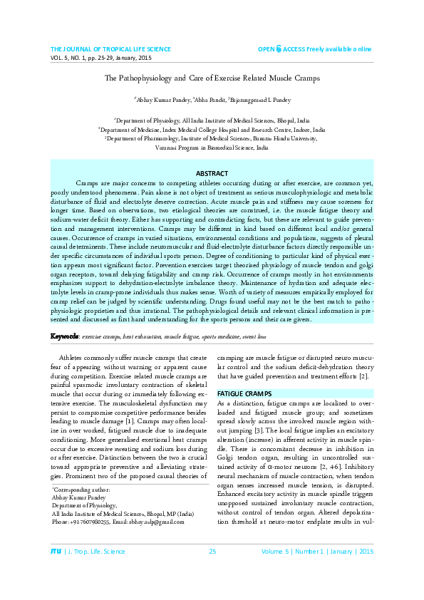 (PDF) The Pathophysiology and Care of Exercise Related Muscle Cramps