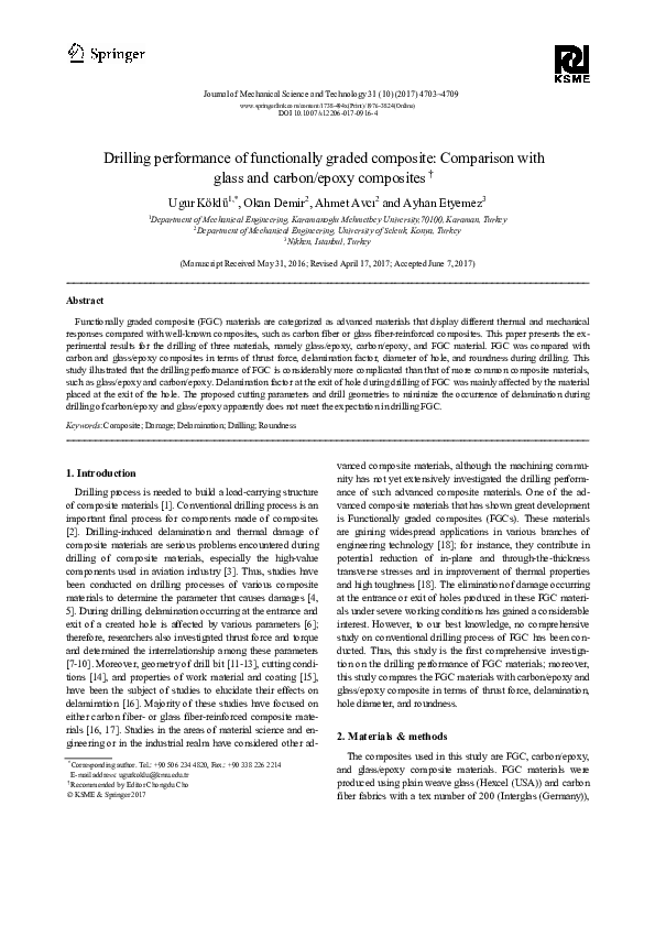 Pdf Drilling Performance Of Functionally Graded Composite Comparison With Glass And Carbon
