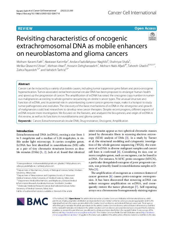 (PDF) Revisiting characteristics of oncogenic extrachromosomal DNA as ...