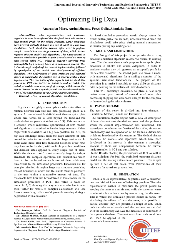 (PDF) Optimizing Big Data