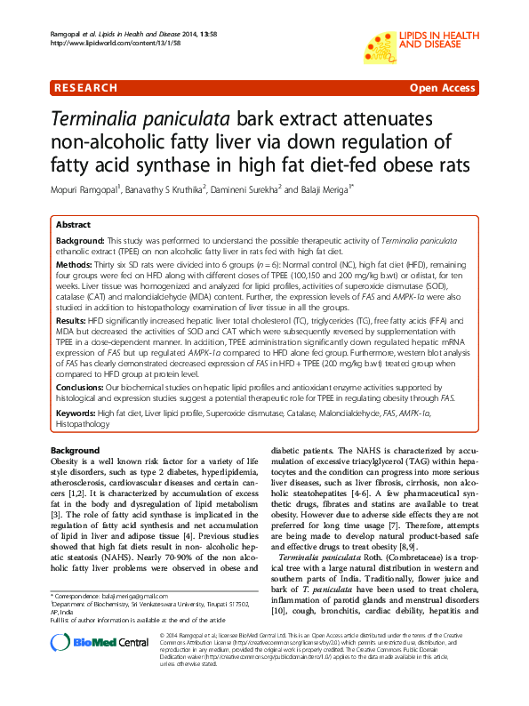 (PDF) Terminalia paniculata bark extract attenuates non-alcoholic fatty ...