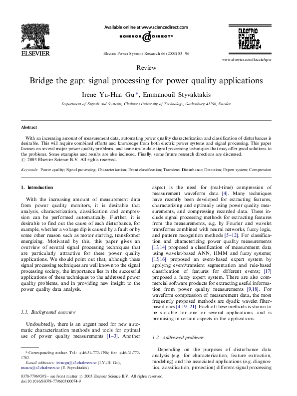 (PDF) Signal Processing Solutions for Power Quality