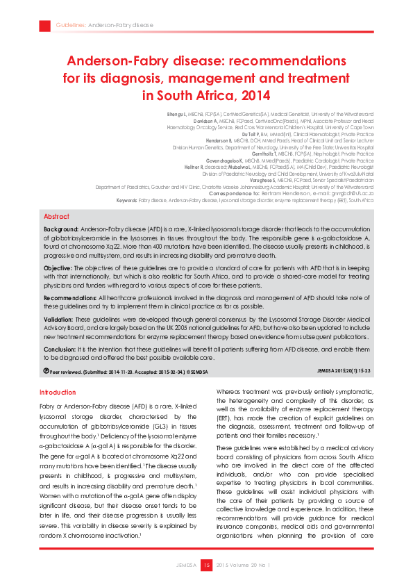 (PDF) Anderson-Fabry disease: recommendations for its diagnosis ...