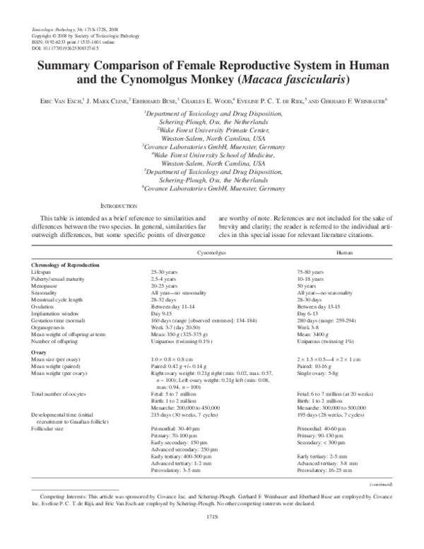 (PDF) Summary Comparison of Female Reproductive System in Human and the ...