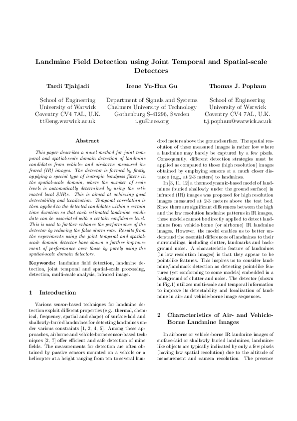 (PDF) Landmine field detection using joint temporal and spatial-scale ... (PDF) Landmine field detection using joint temporal and spatial-scale ...