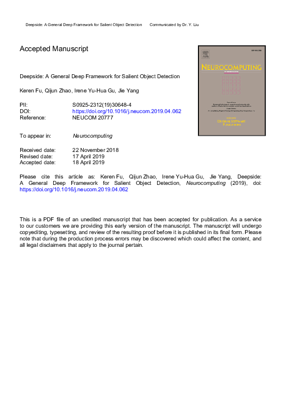 Pdf Deepside A General Deep Framework For Salient Object Detection 3557