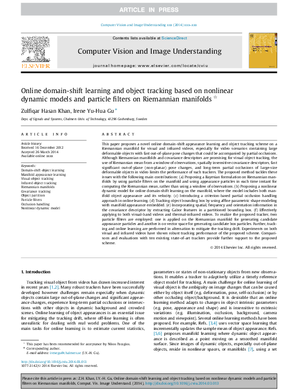 (PDF) Online domain-shift learning and object tracking based on nonlinear dynamic models and ...