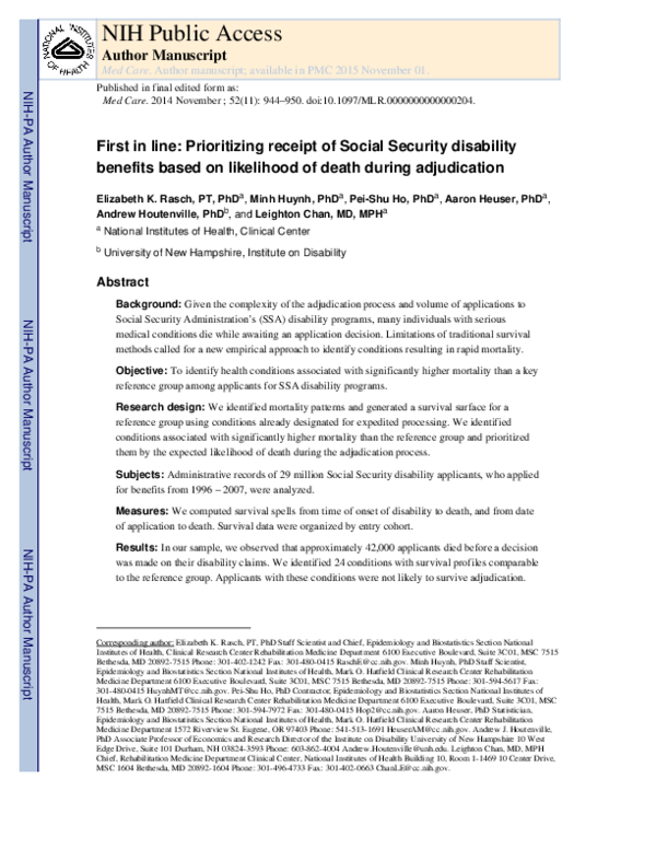 (PDF) First in Line
