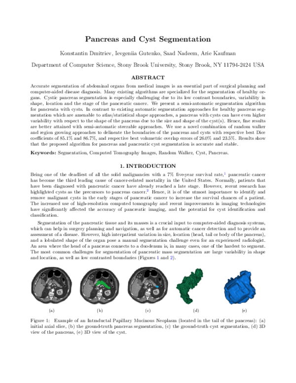 (PDF) Pancreas and cyst segmentation
