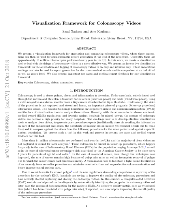 Pdf Visualization Framework For Colonoscopy Videos Saad Nadeem
