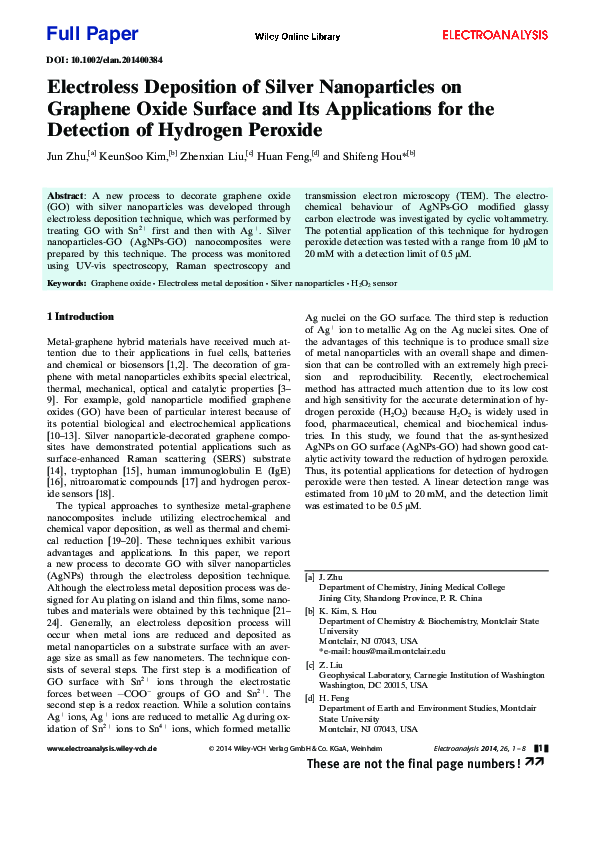 (PDF) Electroless Deposition of Silver Nanoparticles on Graphene Oxide ...
